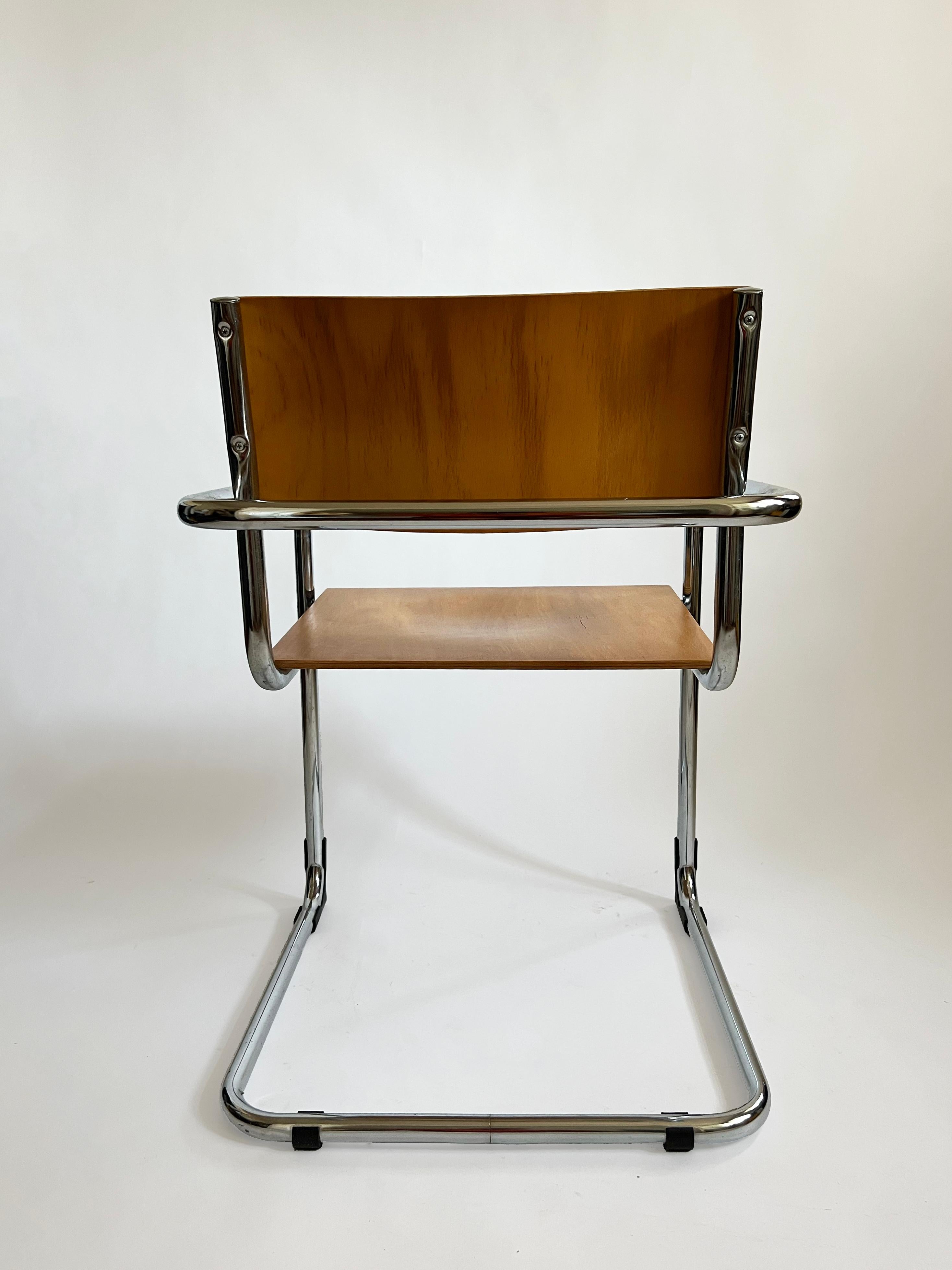 Plurima Plywood Tube Chrome Cantilever at 1stDibs