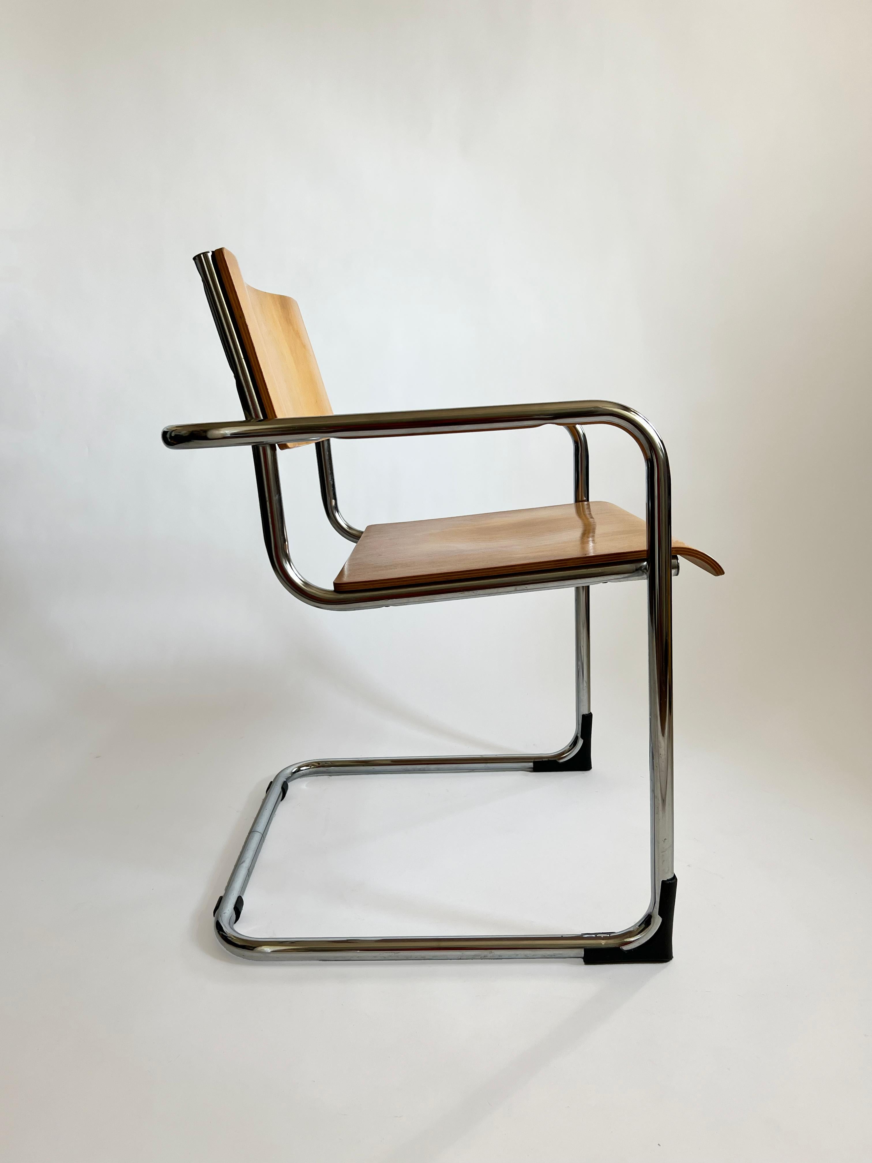 Plurima Plywood Tube Chrome Cantilever at 1stDibs