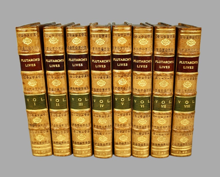 Plutarch's Lives in 8 Leatherbound Volumes Published London, J. Tonson ...