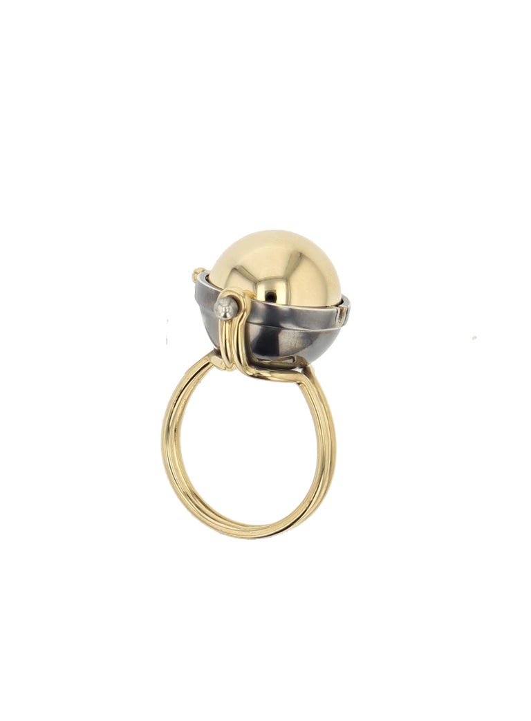 Labradorite Diamond Sphere Ring in 18k yellow gold by Elie Top For Sale ...