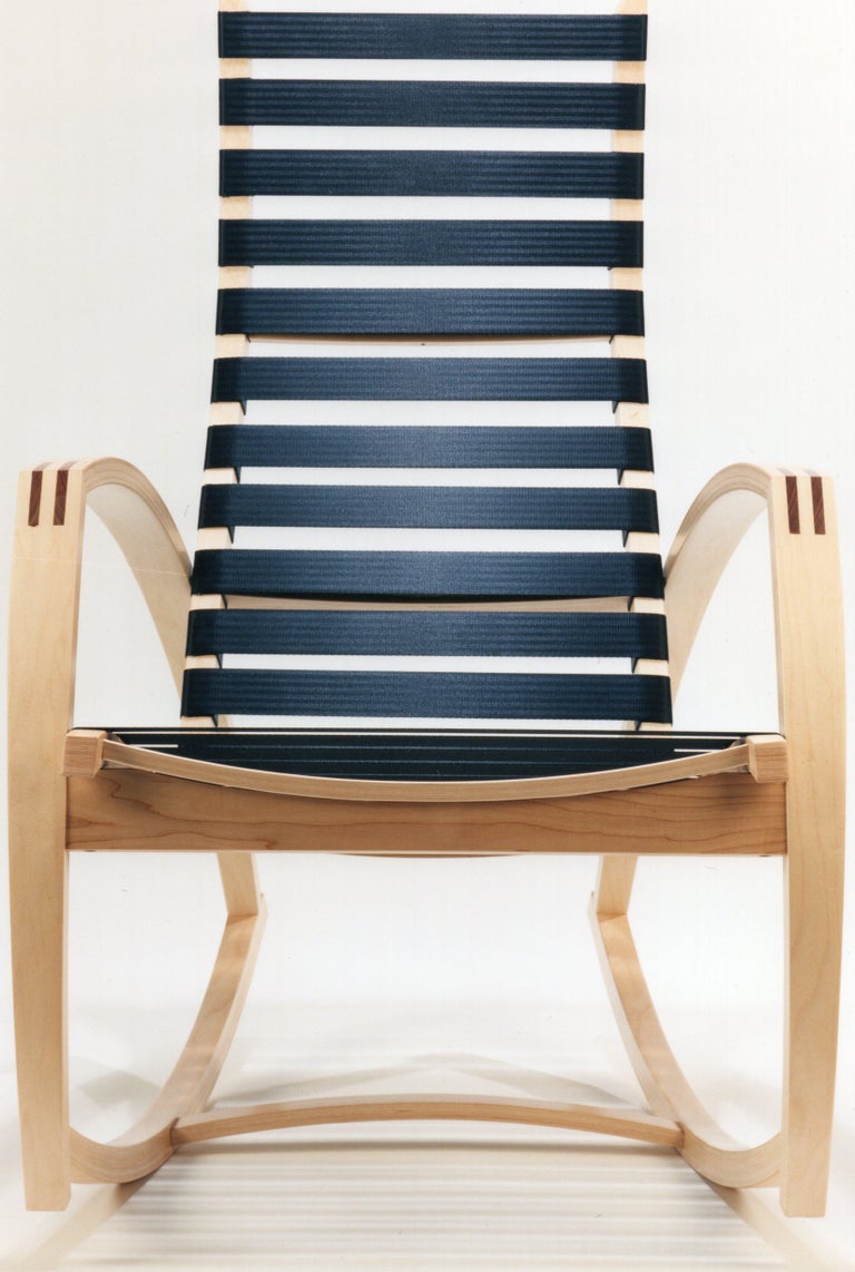 Plybent Maple Rocking Chair with Black Strap Seat Handcrafted in the ...