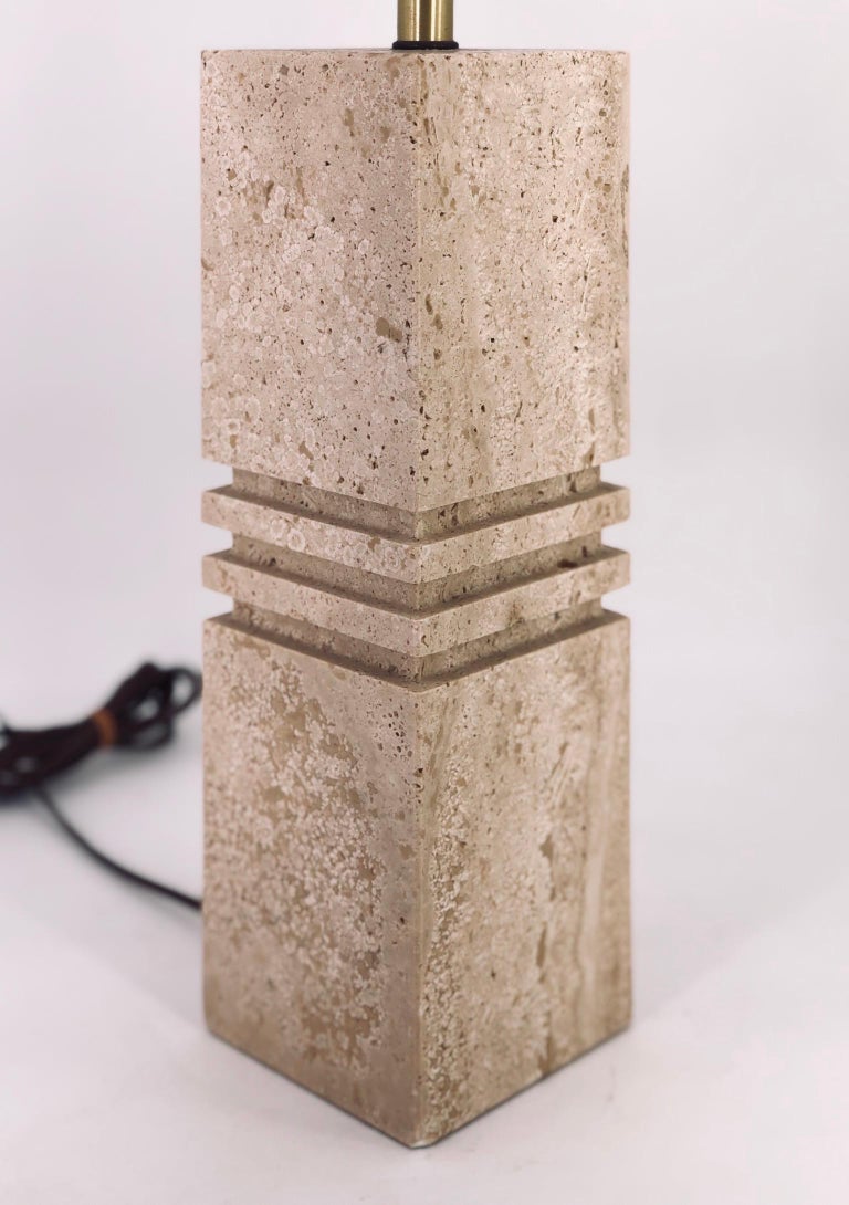 Postmodern Italian Solid Travertine Table Lamp For Sale at 1stDibs