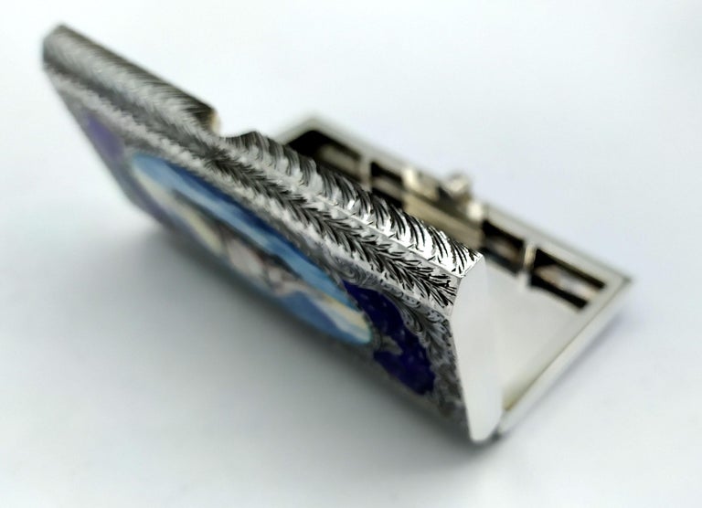 Pocket Cigarette Case Vessel Miniature Hand-Painted Sterling Silver ...