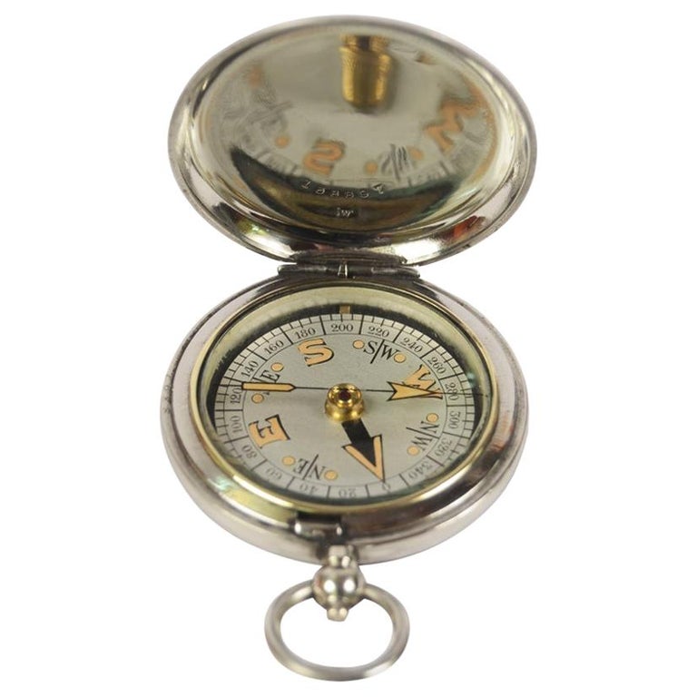 1917 Antique Aviation Pocket Compass British Officer Signed Dennison Birmingham At 1stdibs