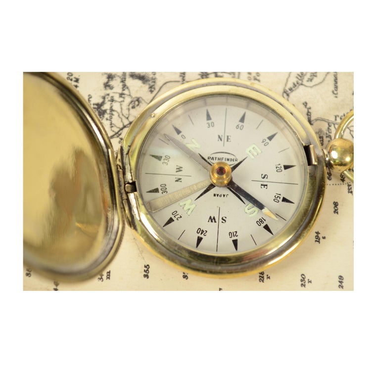 Pocket Compass Signed by Pathfinder Japan Made of Brass at 1stDibs