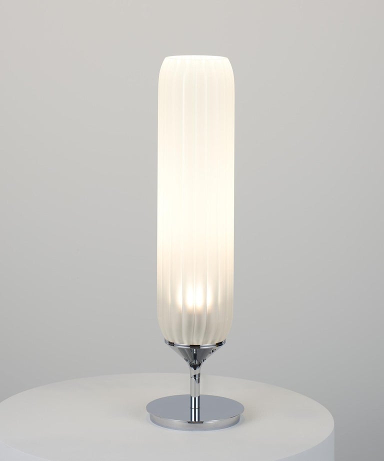 Pod Table Light in Polished Chrome with Frosted Glass by Tom Kirk For ...