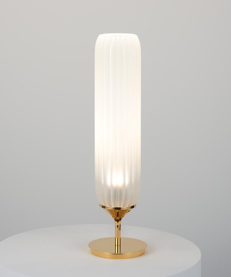 Pod Table Light in Polished Chrome with Frosted Glass by Tom Kirk For ...