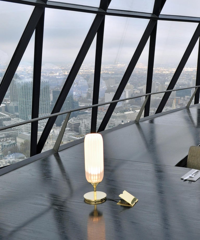 Pod Table Light in Polished Chrome with Frosted Glass by Tom Kirk For ...