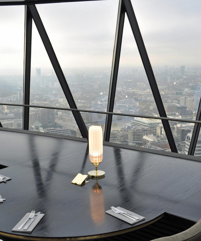 Pod Table Light in Polished Chrome with Frosted Glass by Tom Kirk For ...