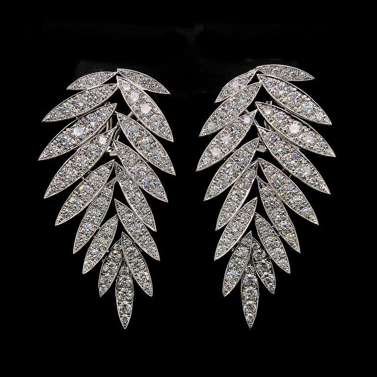 Pointed Leaf Diamond Earrings For Sale at 1stDibs