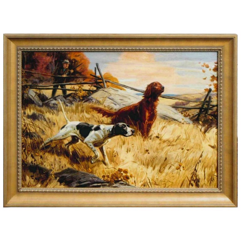 "Pointer and Setter" Original Oil Painting by Henry Hintermeister For ...