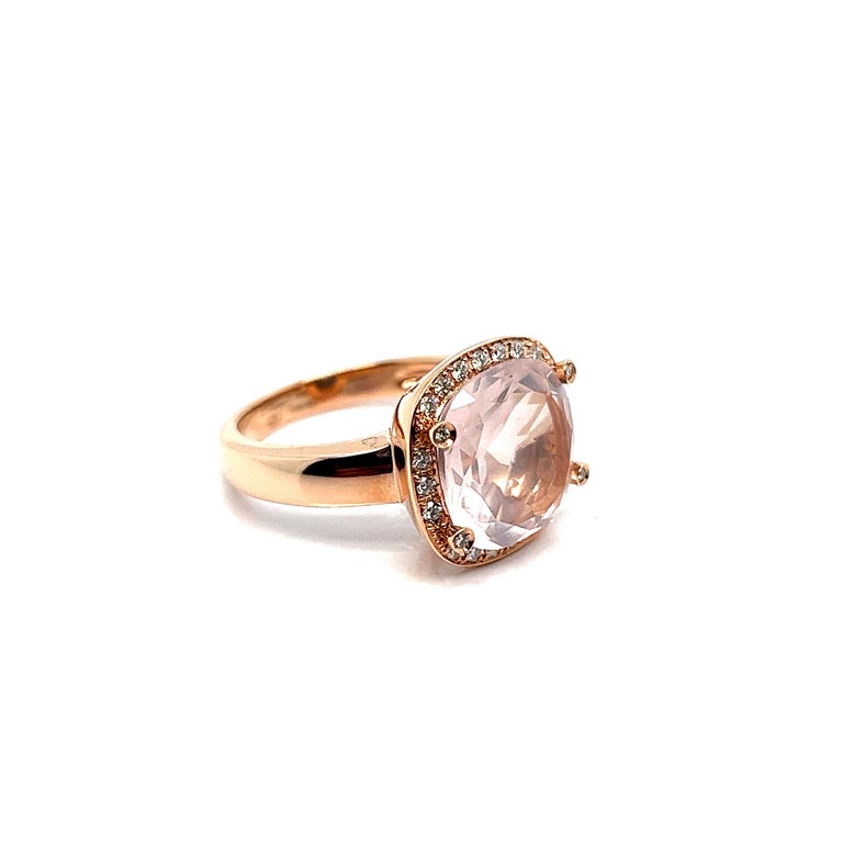 Poiray, Ring Filles Antik Quartz Diamonds Pink Gold For Sale at 1stDibs