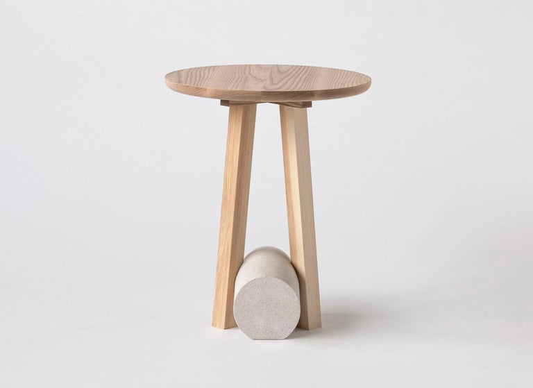 Poise Contemporary Side Table in Solid Ash Hardwood and Concrete For ...