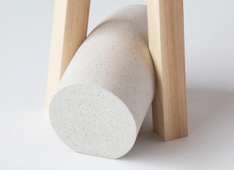 Poise Contemporary Side Table in Solid Ash Hardwood and Concrete For ...