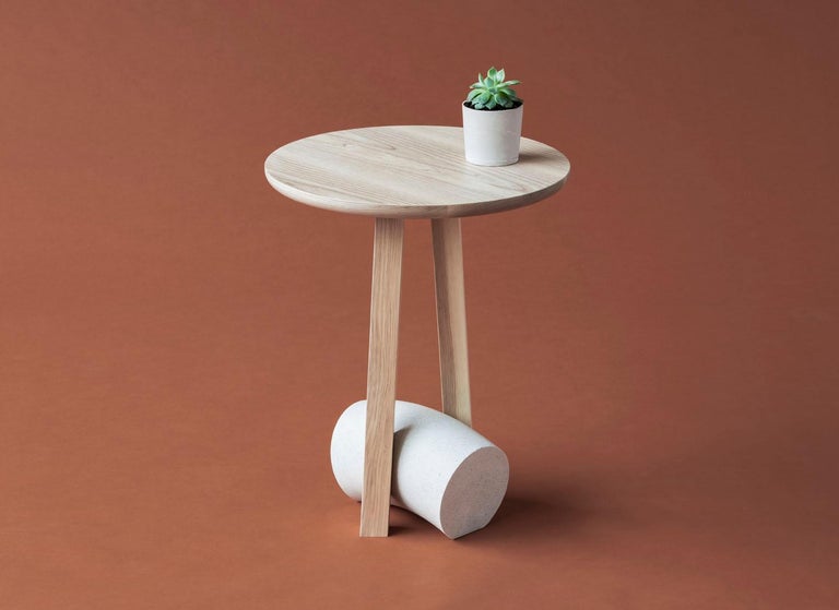 Poise Contemporary Side Table in Solid Ash Hardwood and Concrete For ...