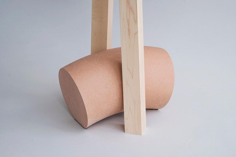 Poise Contemporary Side Table in Solid Ash Hardwood and Concrete For Sale at 1stDibs