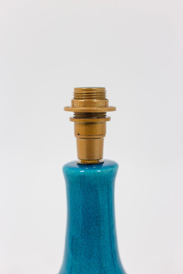 Pol Chambost, Pair of Lamps in Ceramics and Gilt Bronze, 20th Century ...