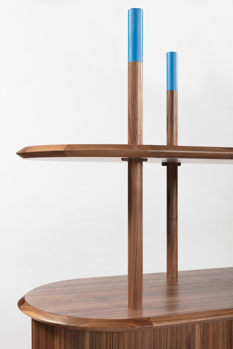 Poles in canaletto walnut for contemporary and crafted bookcase ...