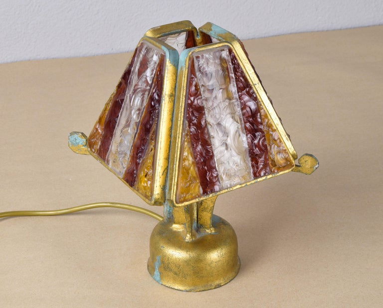 Poliarte Brutalist Table Lamp in Metal and Hammered Murano by Longobard ...