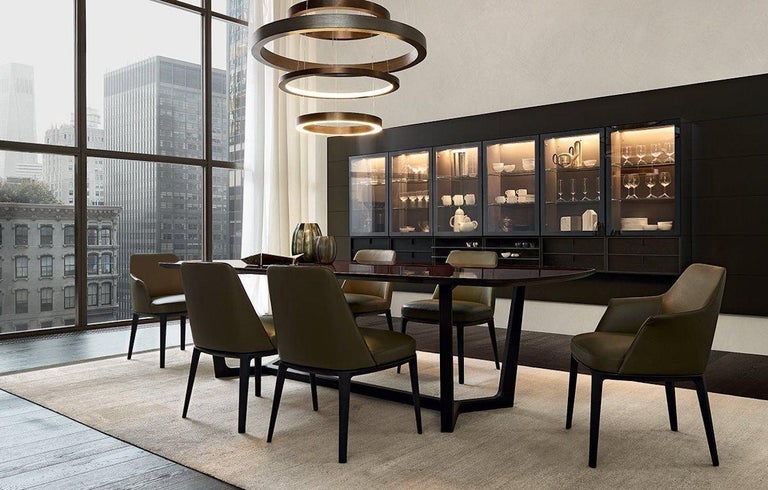 Poliform Grace Dining Chair without Arms in Fabric or Leather and Solid ...