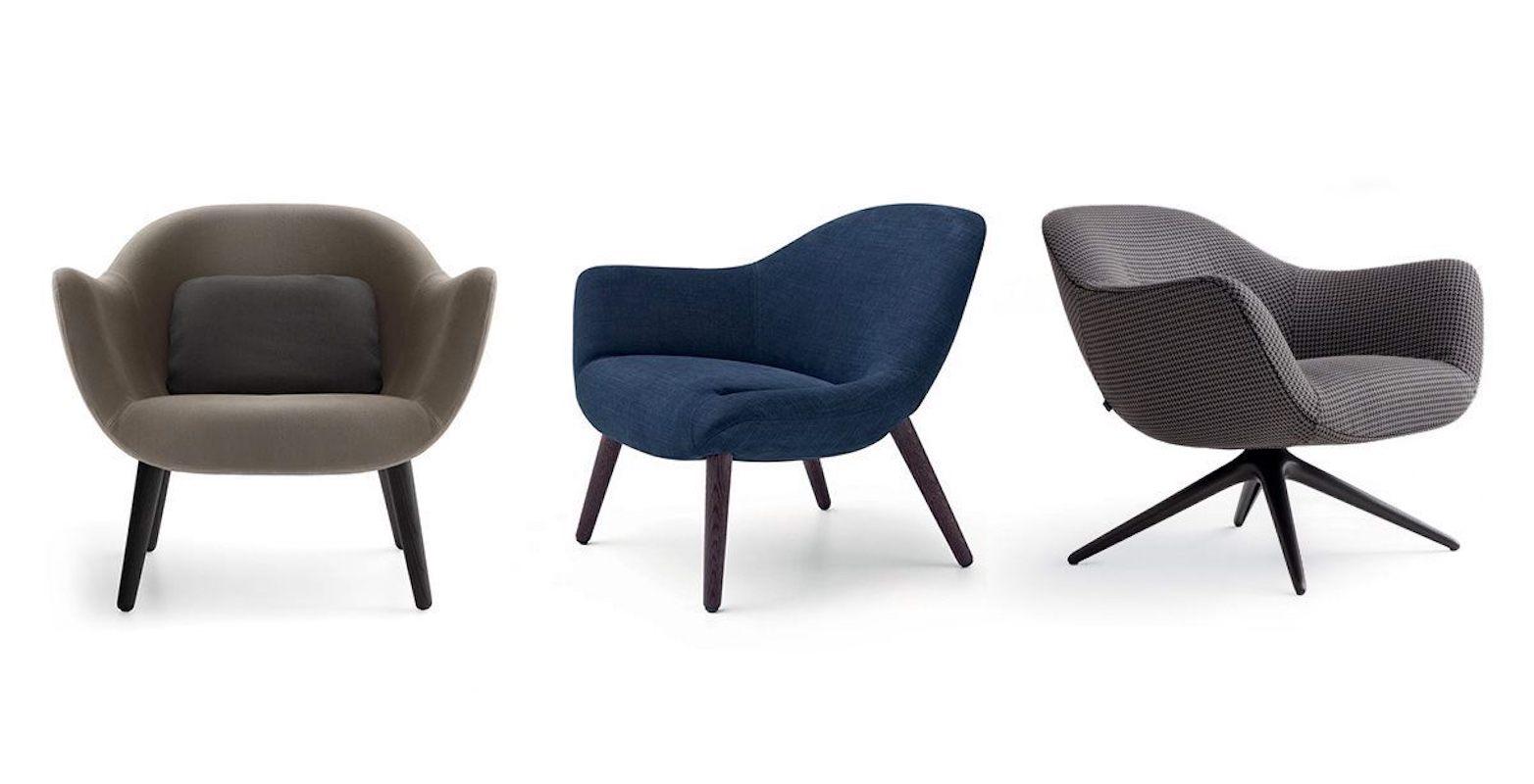 Poliform Mad Armchair by Marcel Wanders in Navy Blue Velvet and Wood ...