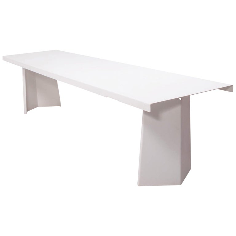 Modern Industrial White Powder Coated Steel Rectangular Dining Table by ...