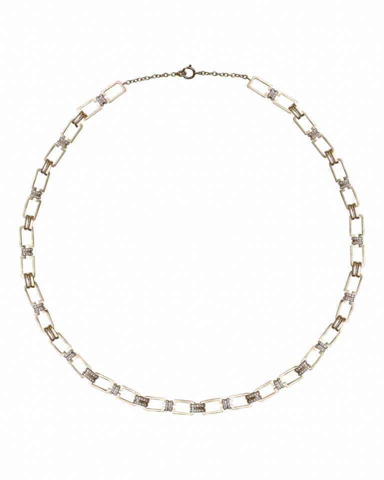 POLINA ELLIS White Diamonds 18k Raw White Gold Necklace For Sale at 1stDibs