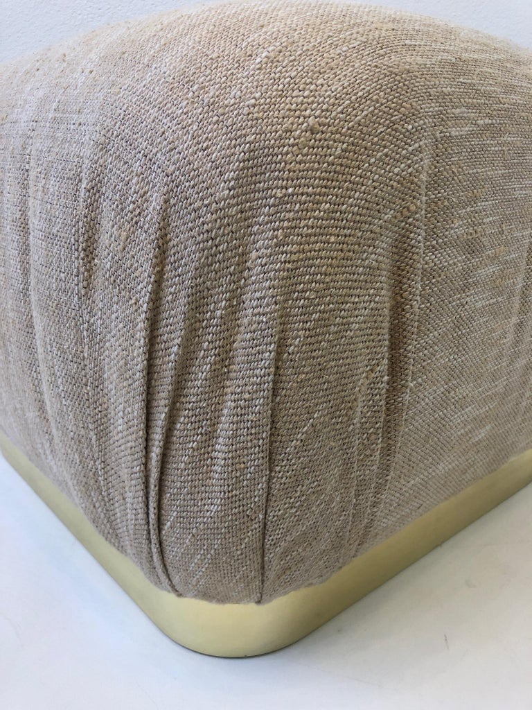 Polish Brass and Off White Fabric Ottoman by Weiman Company For Sale at ...