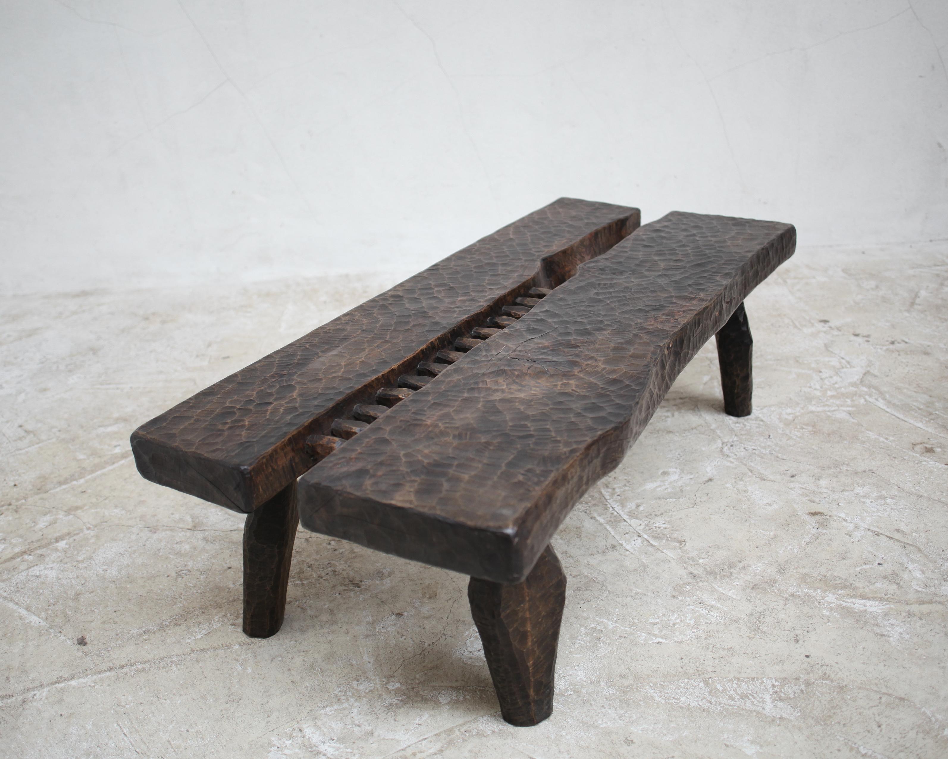 Polish Brutalist Gouged Ash Coffee Table For Sale at 1stDibs