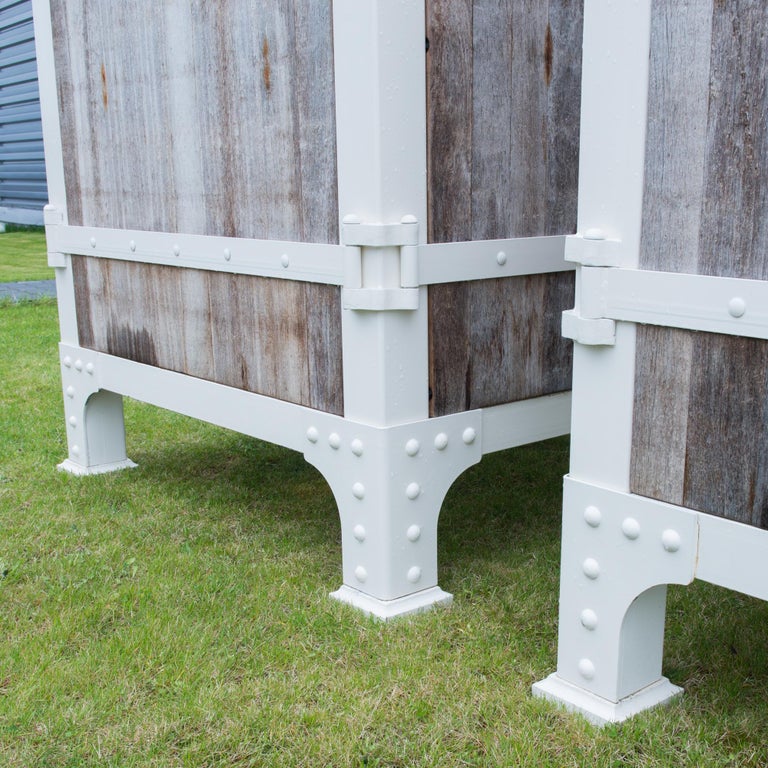 Polish Iron and Wood Planters, a Pair For Sale at 1stDibs