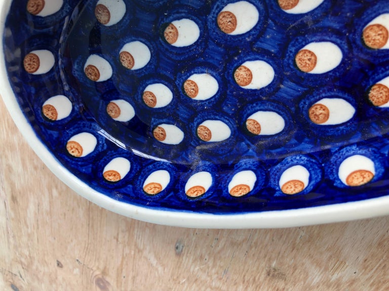 Polish Mid-Century Modern Ceramic Hand painted Pitcher For Sale at 1stDibs