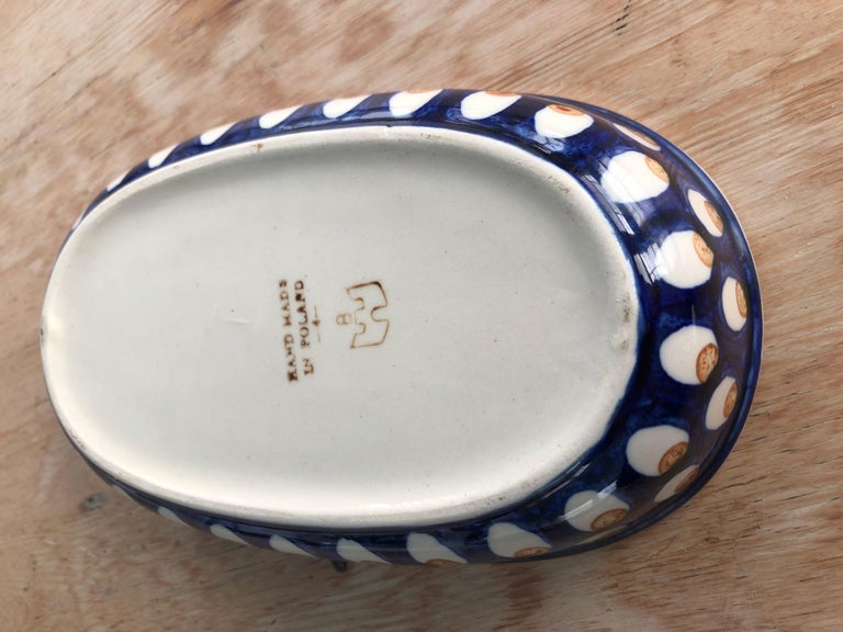 Polish Mid-Century Modern Ceramic Hand painted Pitcher For Sale at 1stDibs