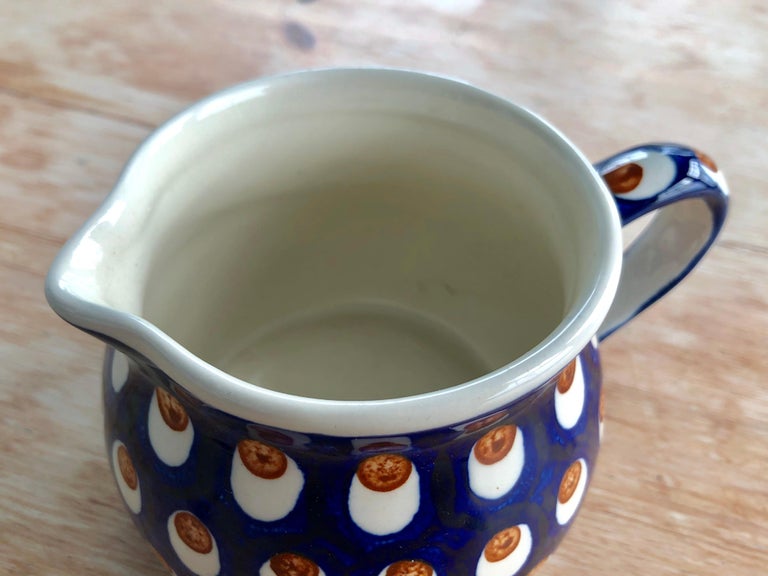 Polish Mid-Century Modern Ceramic Hand painted Pitcher For Sale at 1stDibs