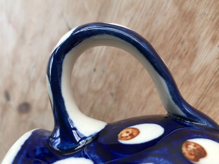 Polish Mid-Century Modern Ceramic Hand painted Pitcher For Sale at 1stDibs