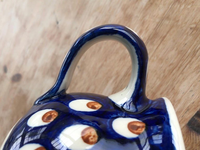 Polish Mid-Century Modern Ceramic Hand painted Pitcher For Sale at 1stDibs
