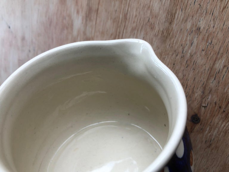 Polish Mid-Century Modern Ceramic Hand painted Pitcher For Sale at 1stDibs