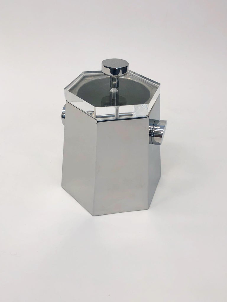 Polish Nickel and Lucite Ice Bucket by Charles Hollis Jones For Sale at ...
