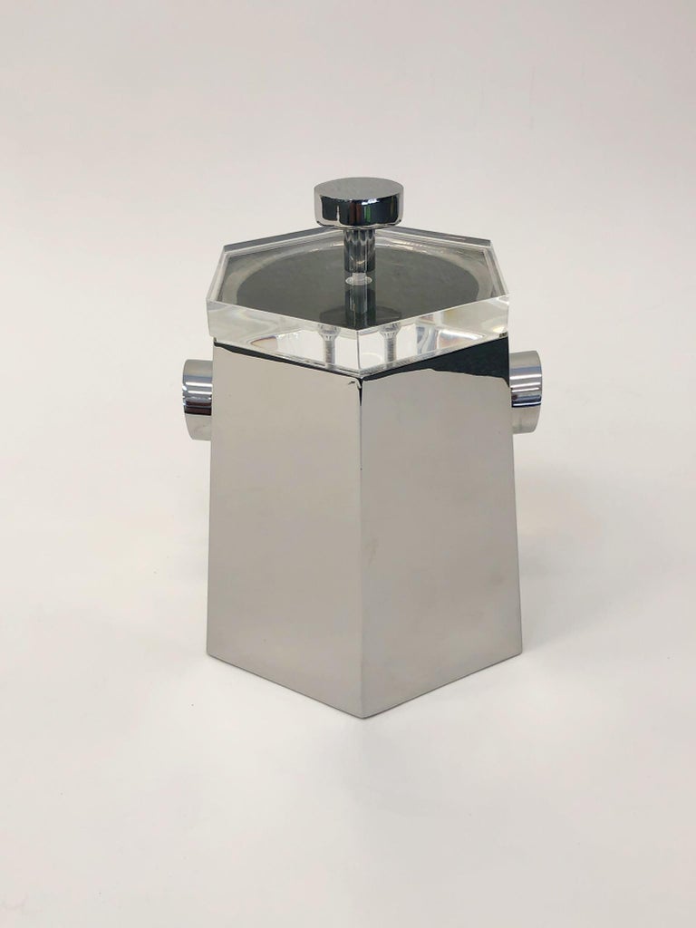 Polish Nickel and Lucite Ice Bucket by Charles Hollis Jones For Sale at ...