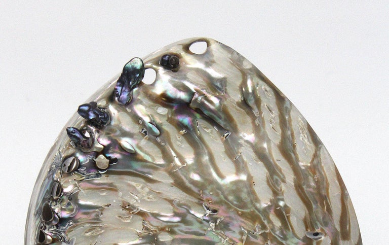 Polished Abalone Shell with Baroque Pearls on a Polished Agate Base at ...
