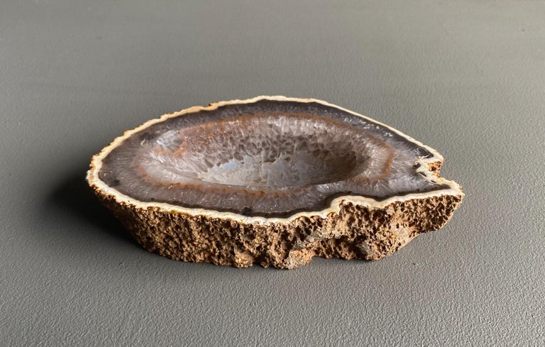 Polished Agate Geode Stone Bowl, circa 1960 For Sale at 1stDibs