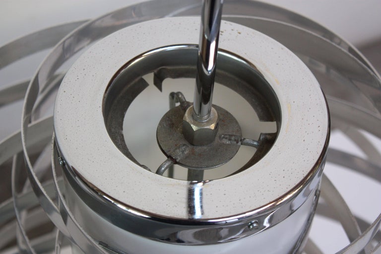 Polished Aluminum 'Cyclone' Pendant Fixture by Gaetano Sciolari For ...