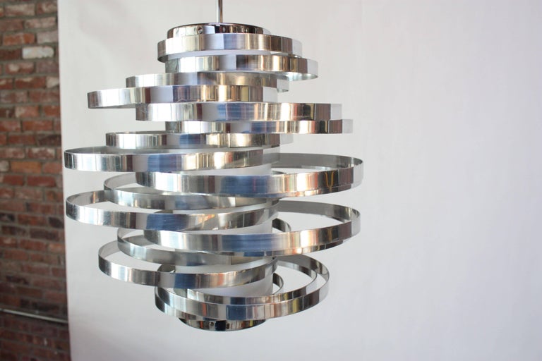 Polished Aluminum 'Cyclone' Pendant Fixture by Gaetano Sciolari For ...