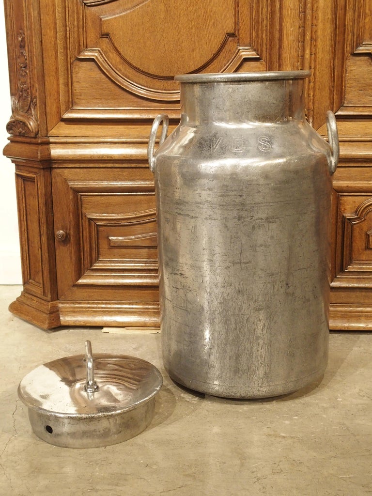 Polished Aluminum Milk Container from Dijon, France, circa 1920 at 1stDibs