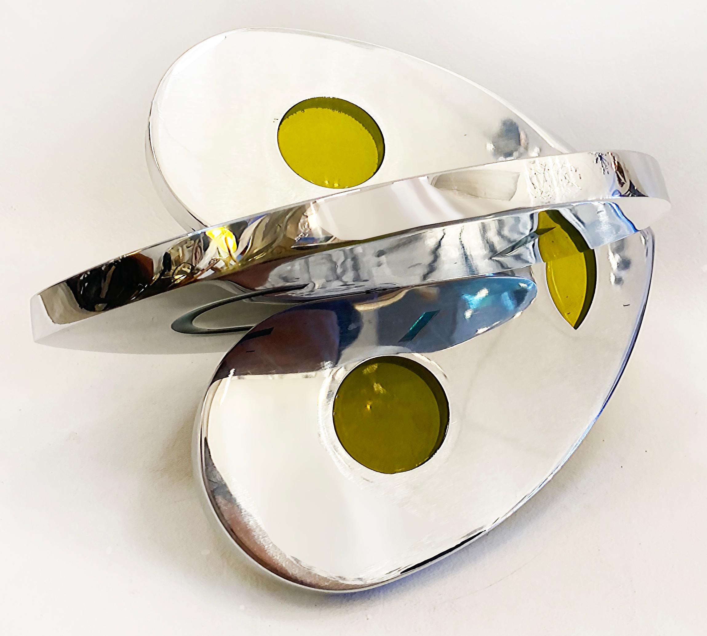 Polished Aluminum, Resin Interlocking Hearts Sculpture by Michael ...