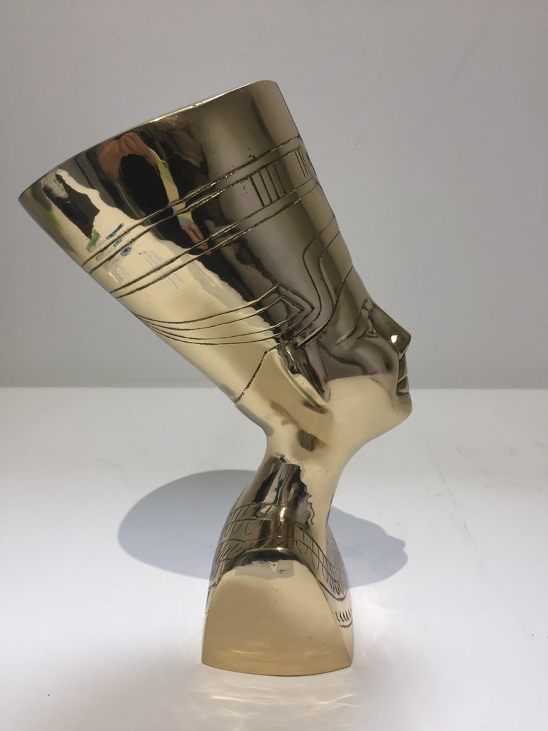 Polished Brass Bust of Nefertiti at 1stDibs