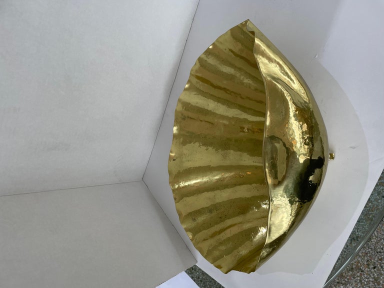 Polished Brass Clamshell Form Compote For Sale at 1stDibs