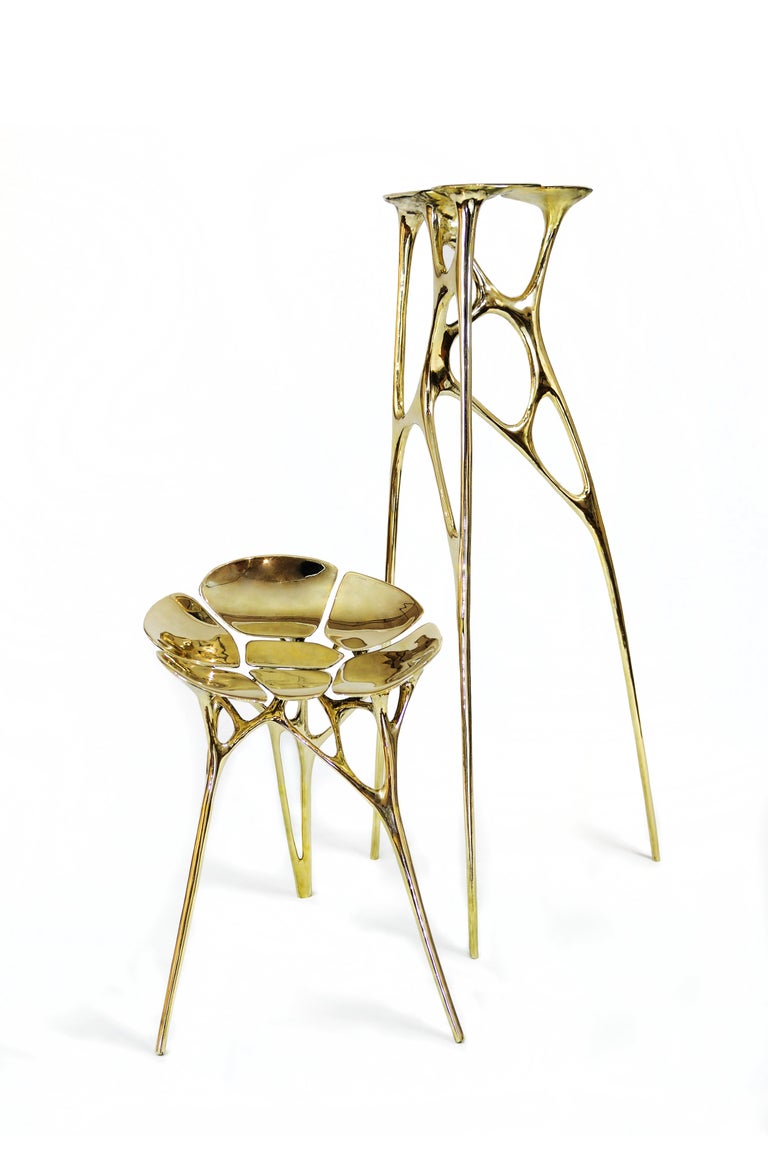 Polished Brass Lotus Stool/Chair in Gold or Rose Gold Color Finish For ...