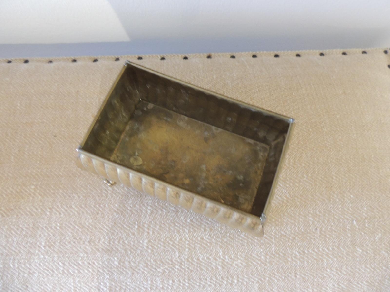 Polished Brass Rectangular Cachepot with Small Lion's Paws For Sale at ...