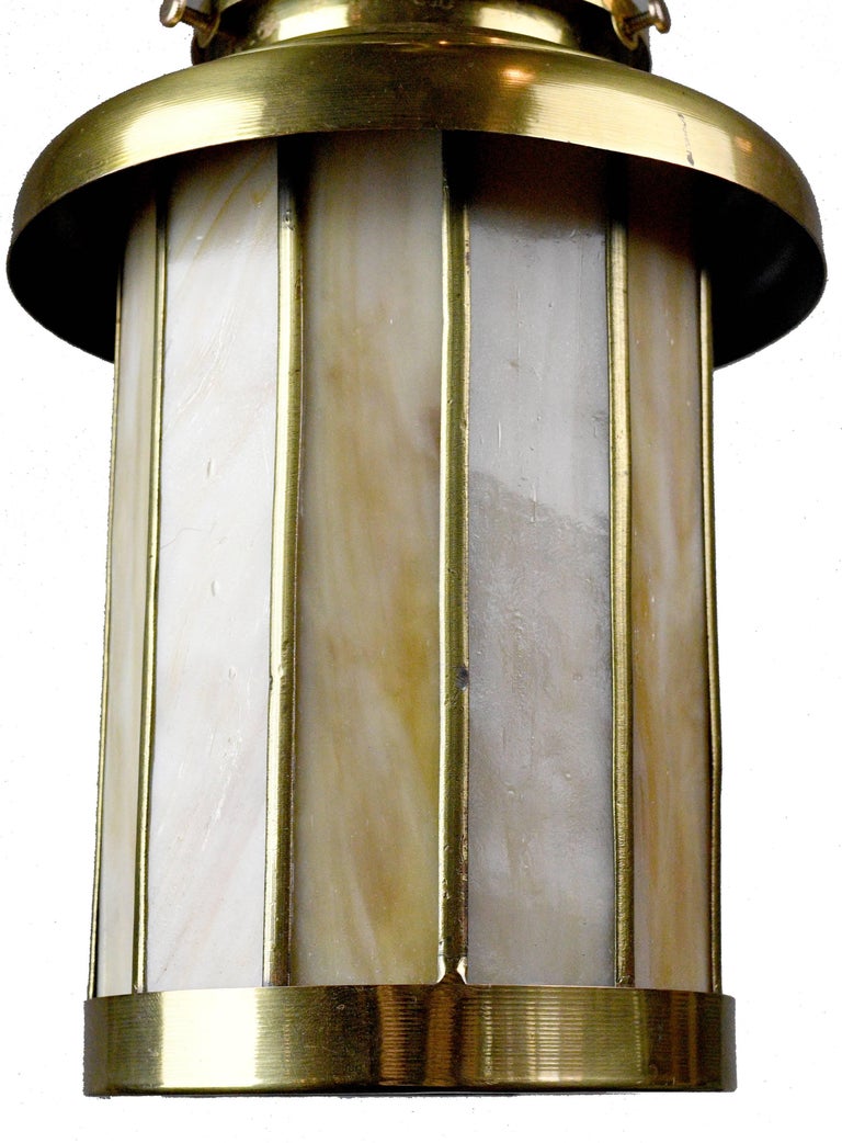 Polished Brass Slag Glass Pendant at 1stDibs