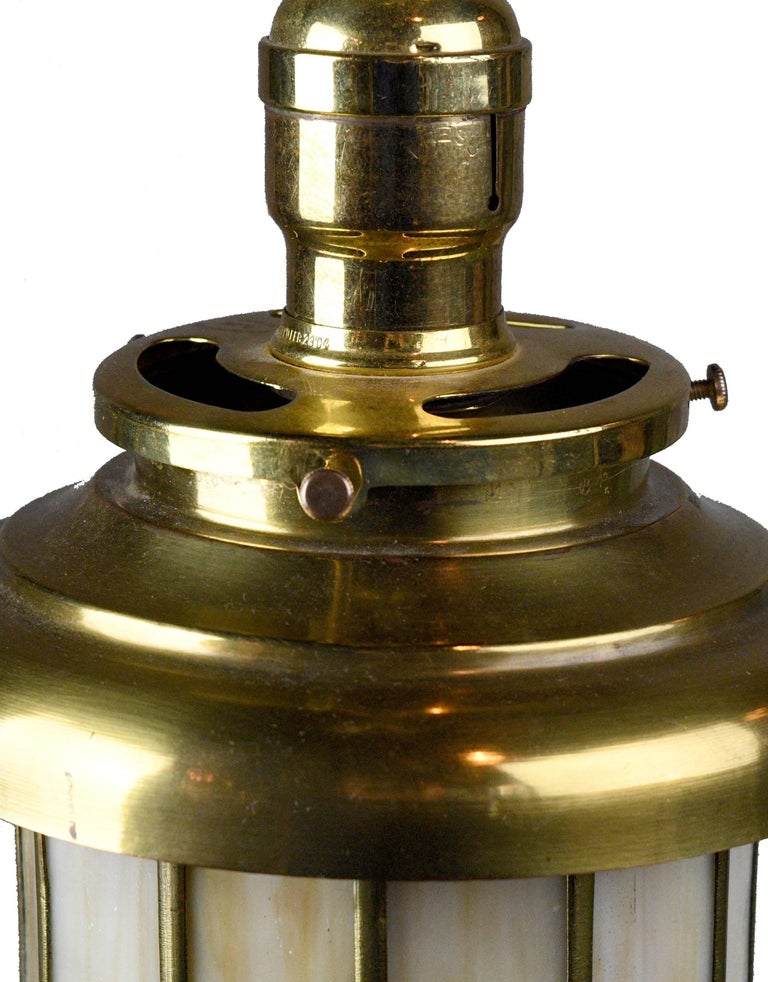 Polished Brass Slag Glass Pendant at 1stDibs